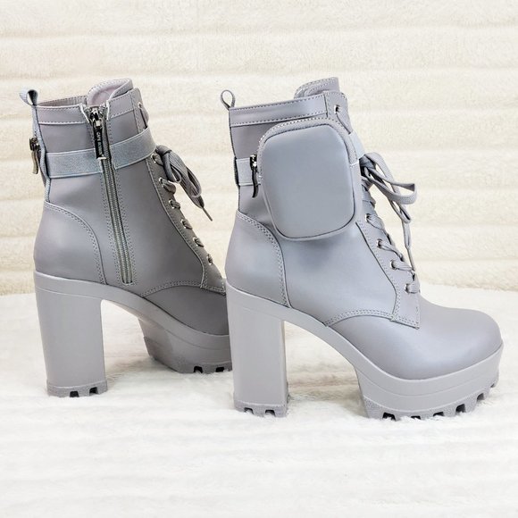 Cape Robbin | Shoes | Secrets Gray Light Weight Chunky Platform Heel ...